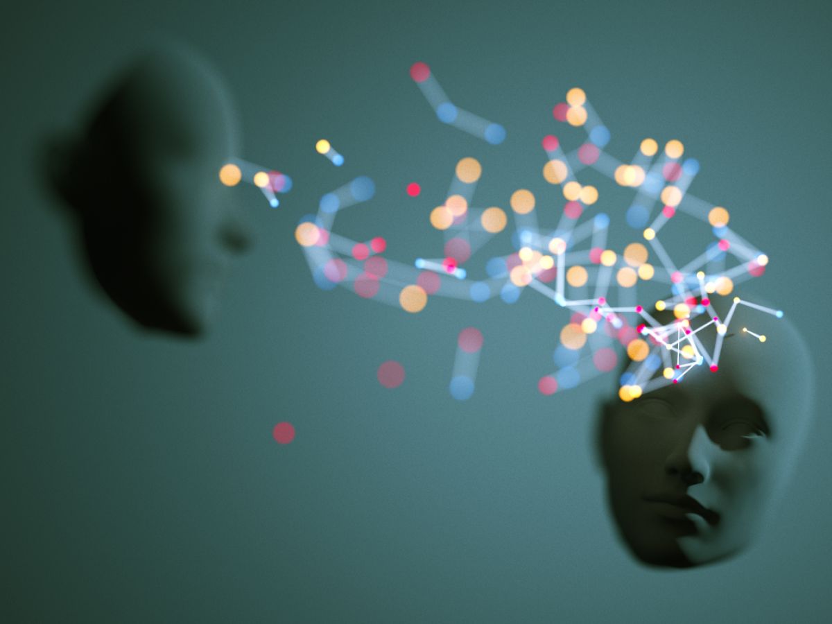 two people communicating telepathically