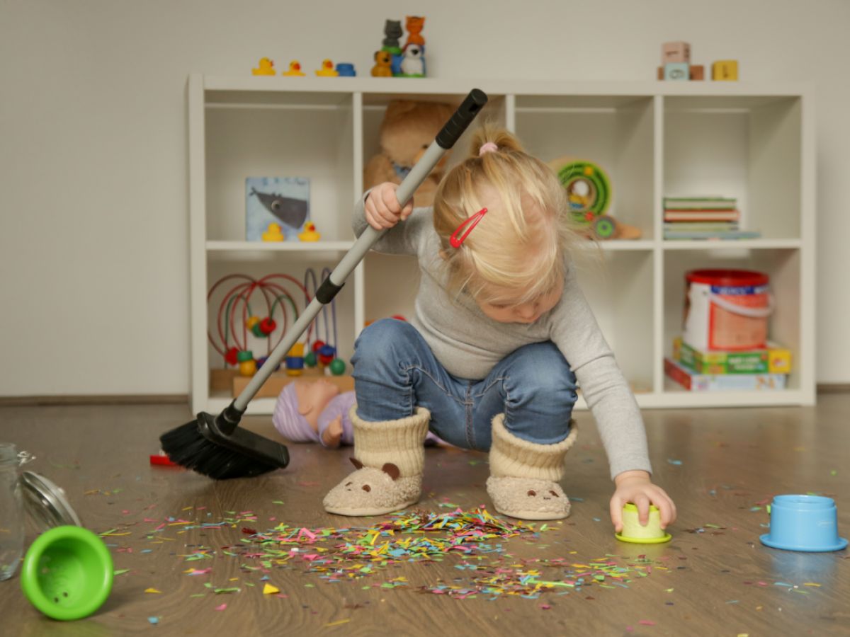 children doing chores study